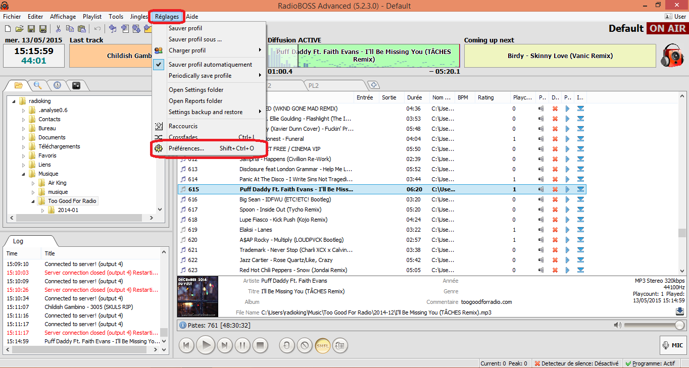 Diffuser avec RadioBOSS – Centre d'aide RadioKing